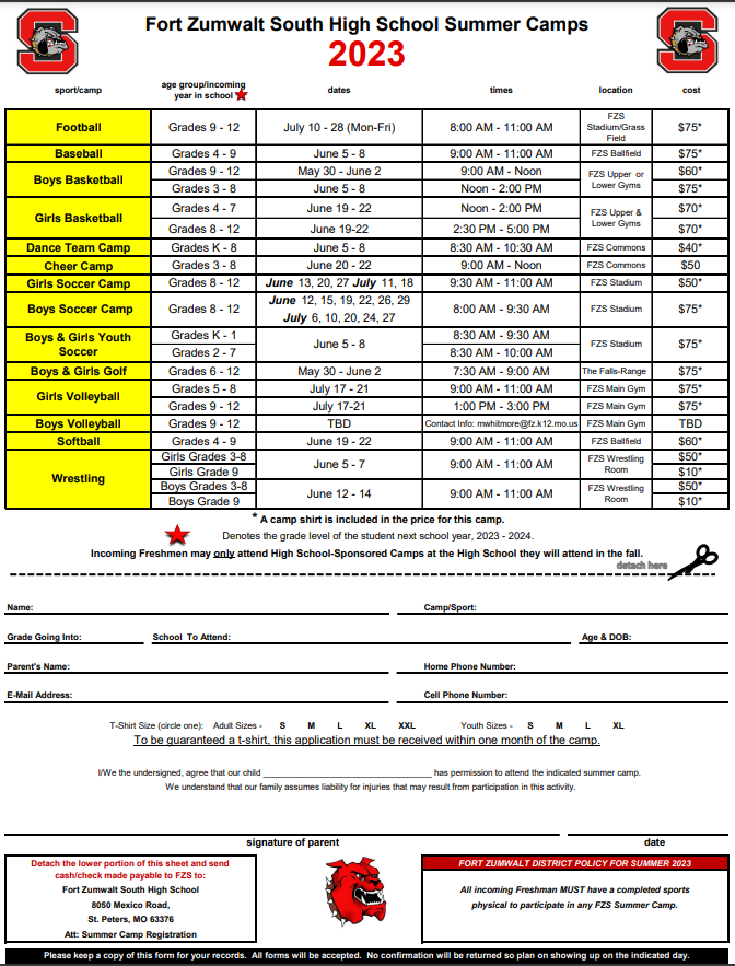 South High School Summer Camps | South Middle School