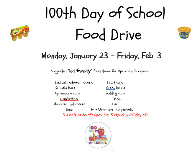 100 Cans for 100th Day Food Drive | Rock Creek Elementary School
